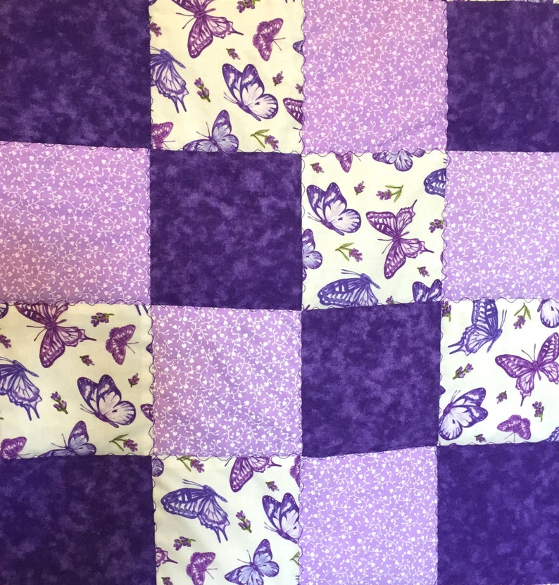 Girl Quilt With Purple Butterflies | Etsy