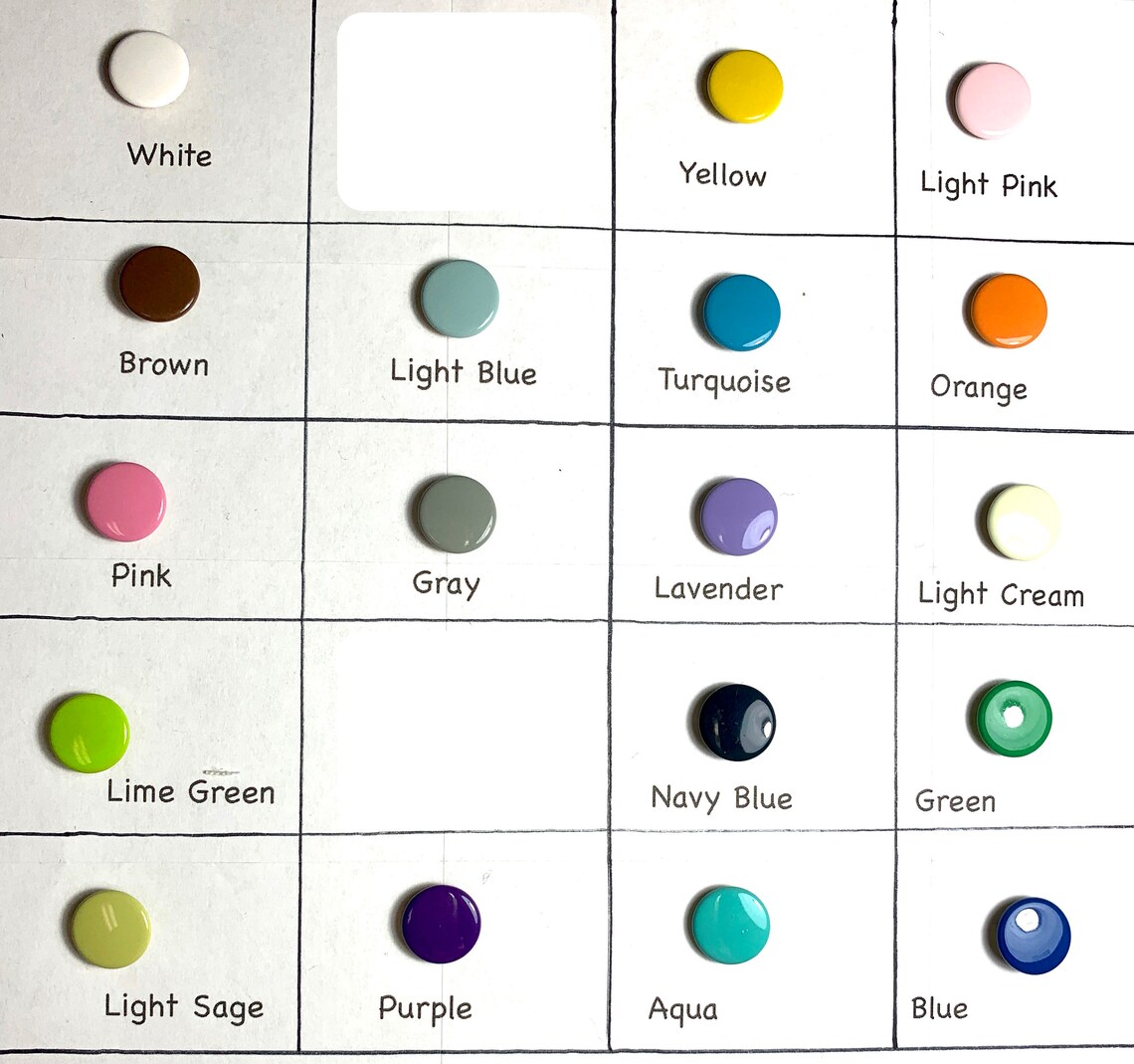 50 Sets Colored Gripper Snaps Size 16 11 Mm No Sew Fasteners - Etsy