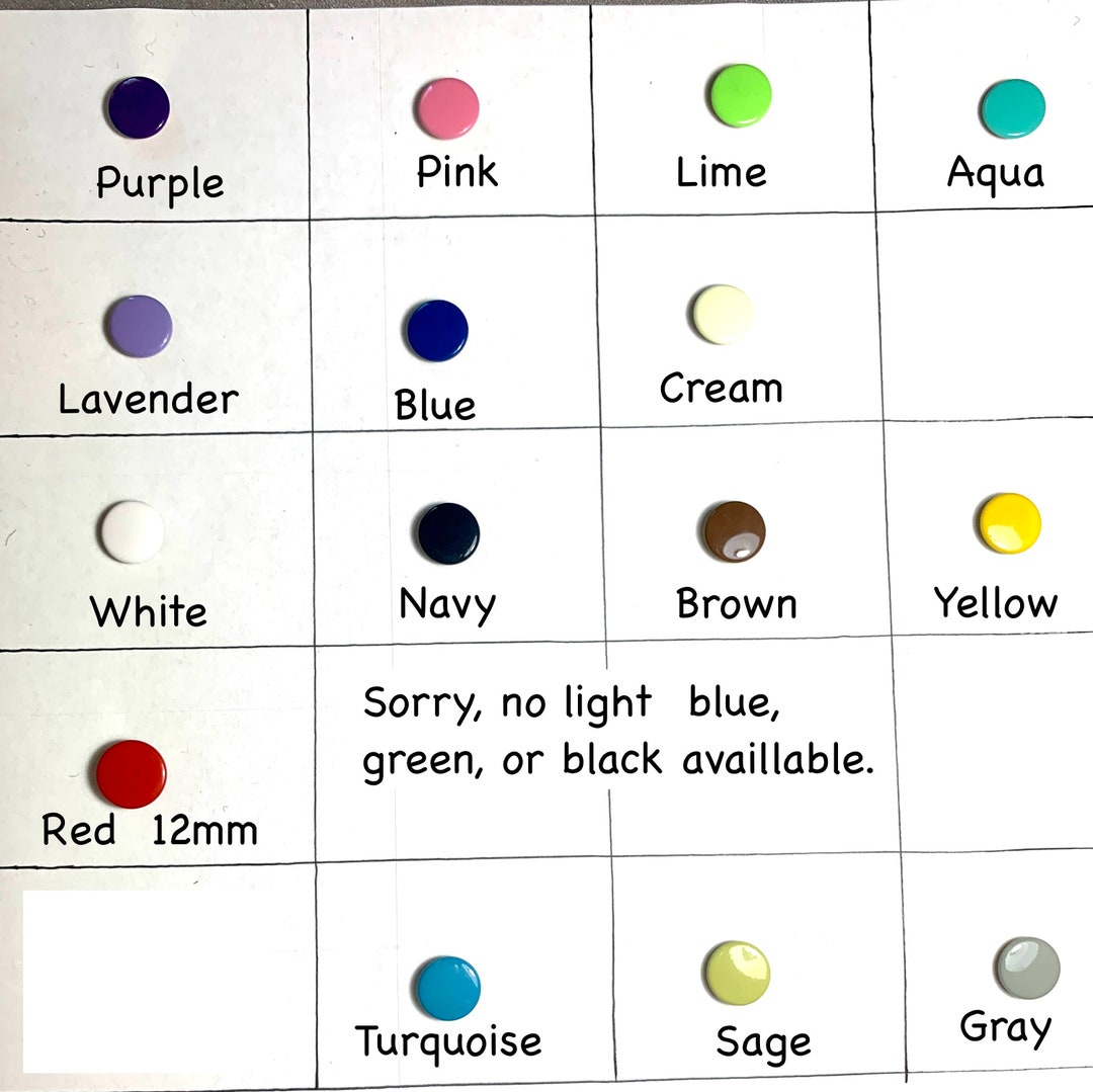 50 Sets Colored Gripper Snaps Size 16 11 Mm No Sew Fasteners - Etsy