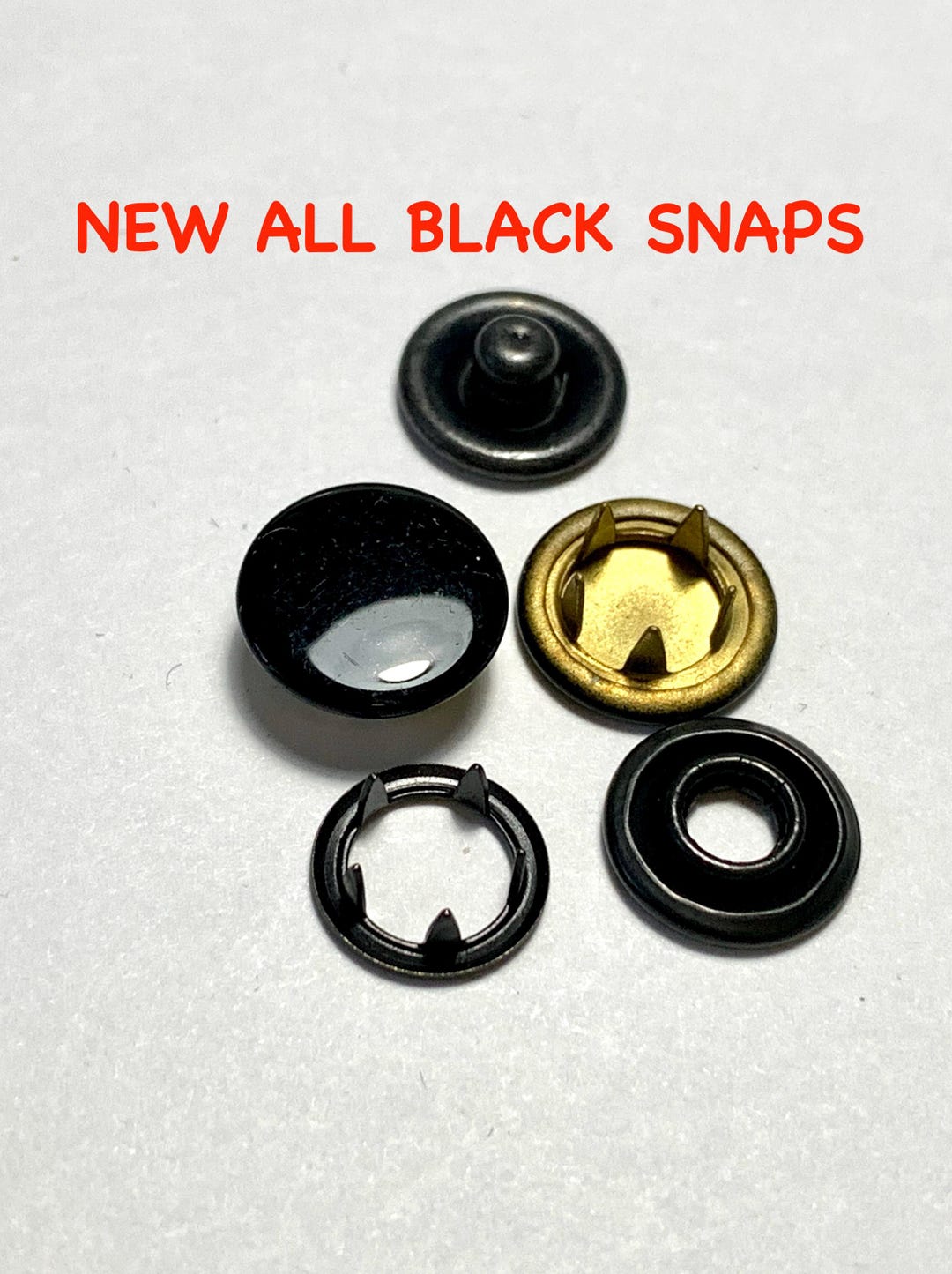 Gripper Snaps Size 16 Set of 25 ALL BLACK No Sew Cap Snap Fasteners - Etsy