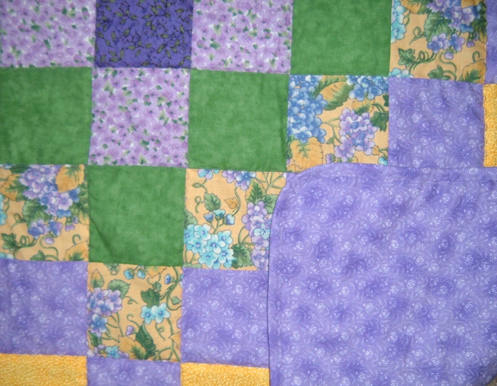 Girl Quilt in Springtime Colors of Purple, Green, and Yellow Flowers - Etsy