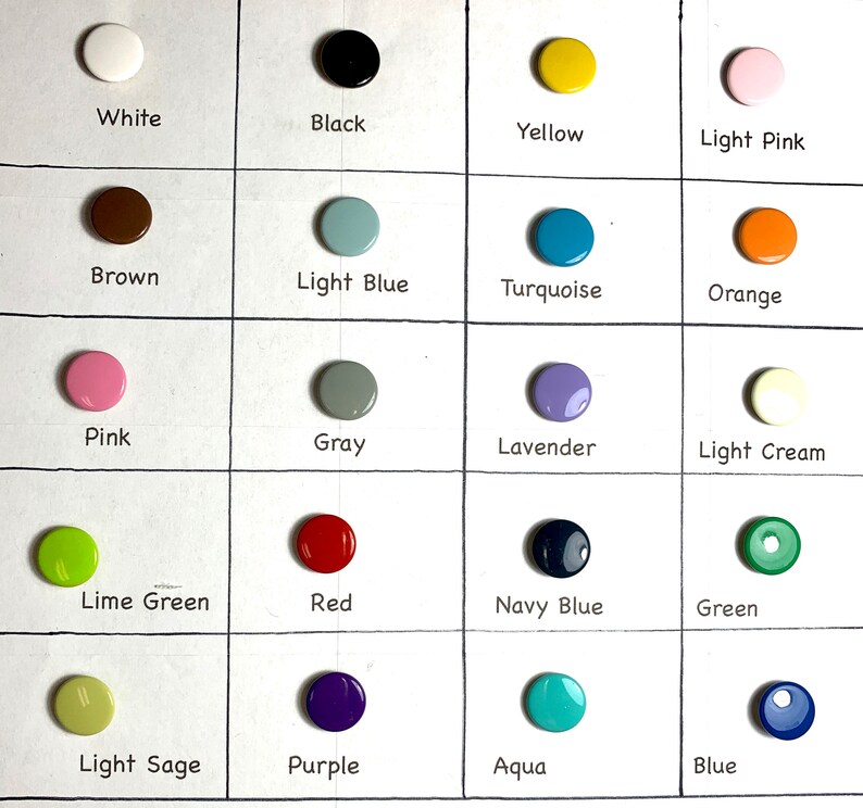 50 Sets Colored Gripper Snaps Size 16 11 Mm No Sew Fasteners - Etsy