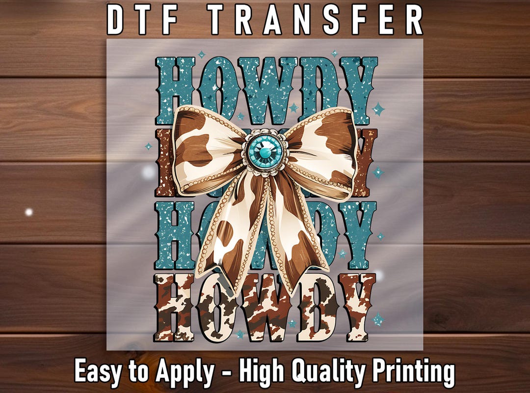 Howdy Cow Print Bow DTF Transfer: Western Iron-on Design - Etsy