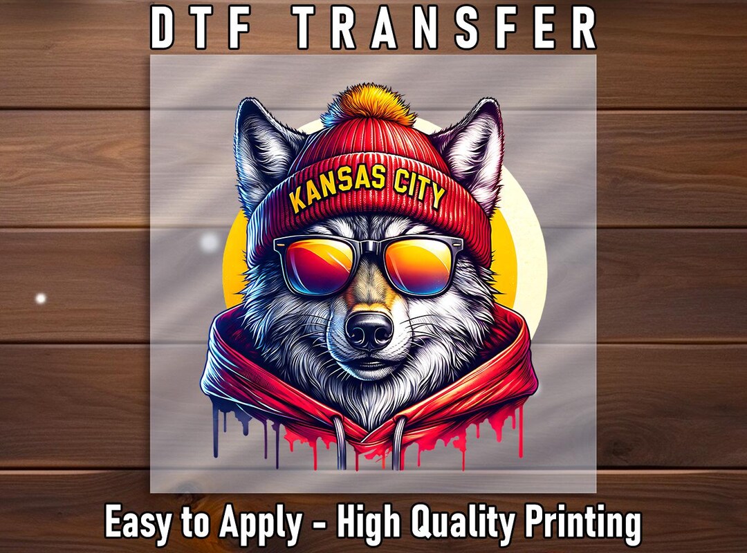 Kansas City Wolf DTF Transfer, Stylish Mascot Design, Ready to Press ...