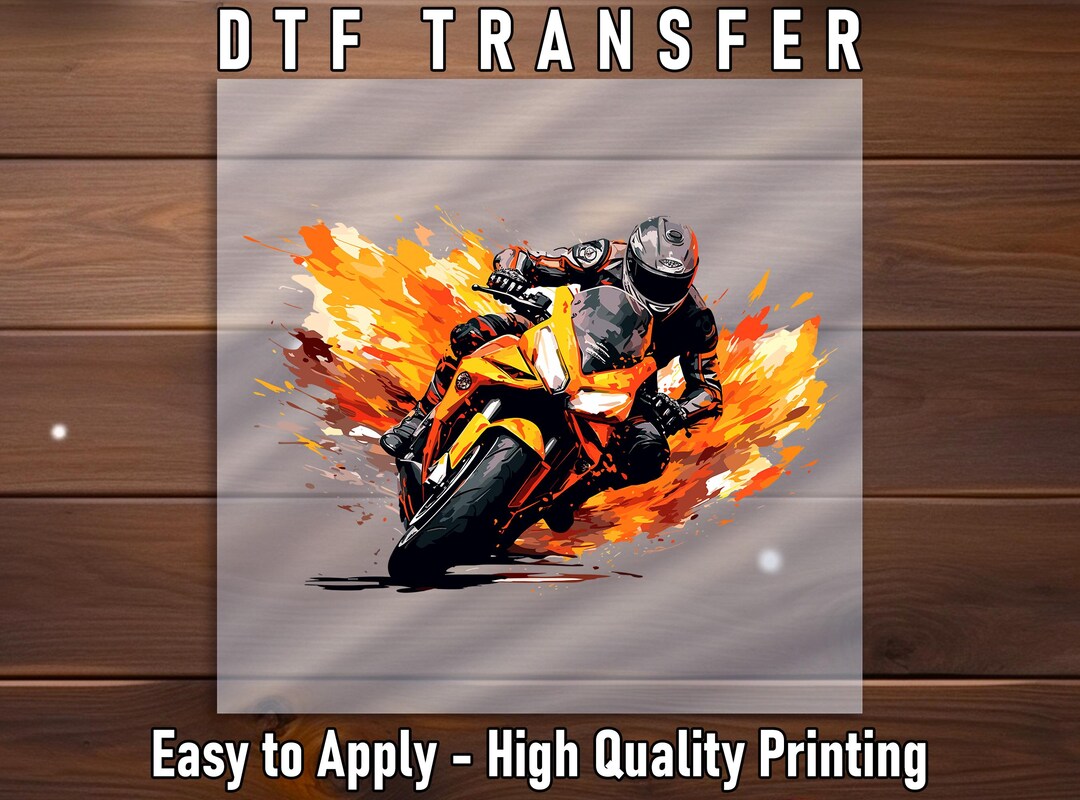 Orange Superbike DTF Transfer, Motorcycle Racer Iron-on Design, Ready ...