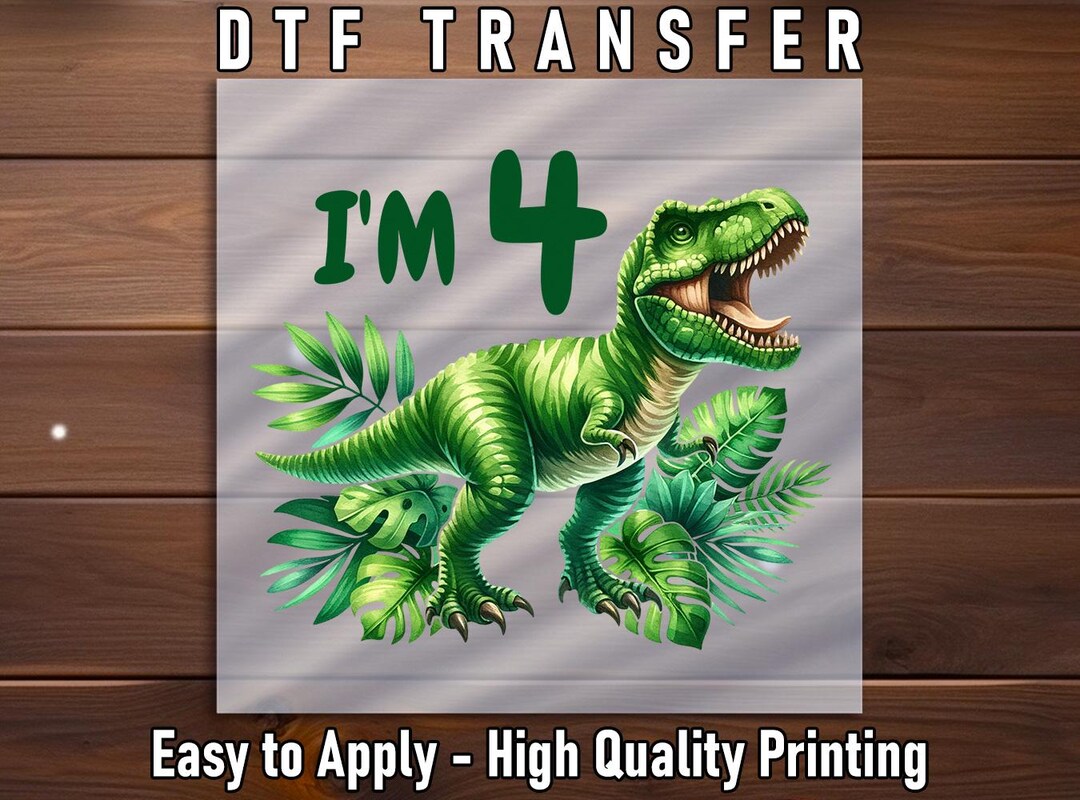 Im 4 Dinosaur DTF Transfer: Green T Rex Birthday Shirt Design - Etsy