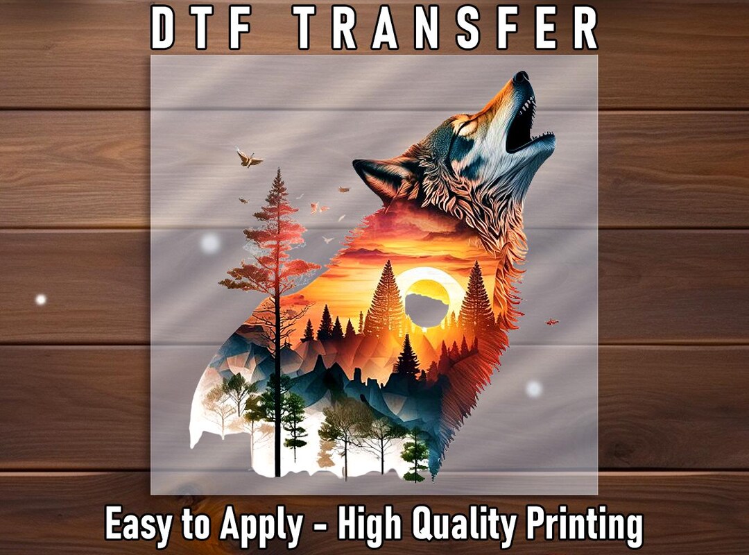 Howling Wolf DTF Transfer: Sunset Forest Landscape Design - Etsy
