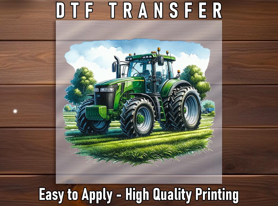 Green Tractor DTF Transfer, Farm Equipment Illustration, Ready to Press ...