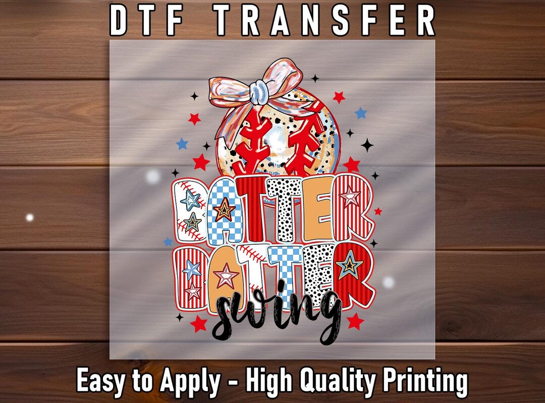 Colorful Baseball Design Batter Batter Swing DTF Transfer, Ready to ...