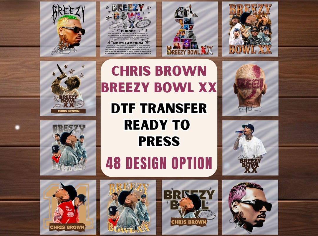 Chris Brown Breezy Bowl XX Tour DTF Transfer Concert Shirt for Music ...