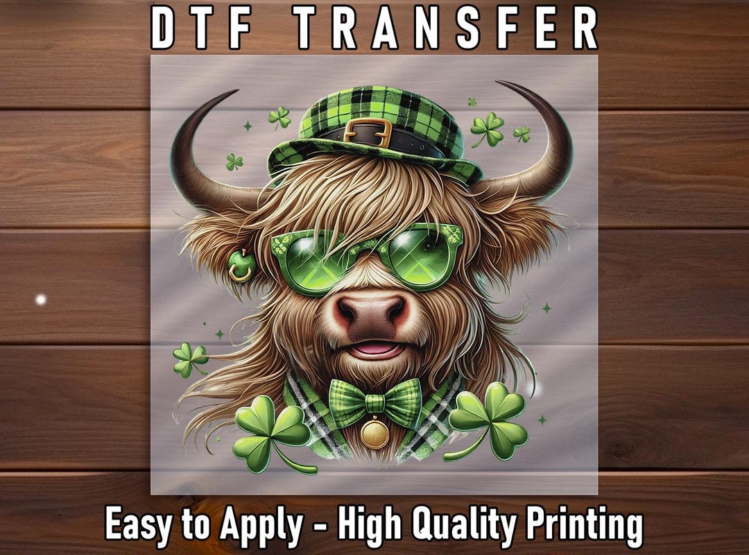 Shamrock Cow DTF Transfer, St. Patrick's Day Hat Art, DIY Irish Shirt ...