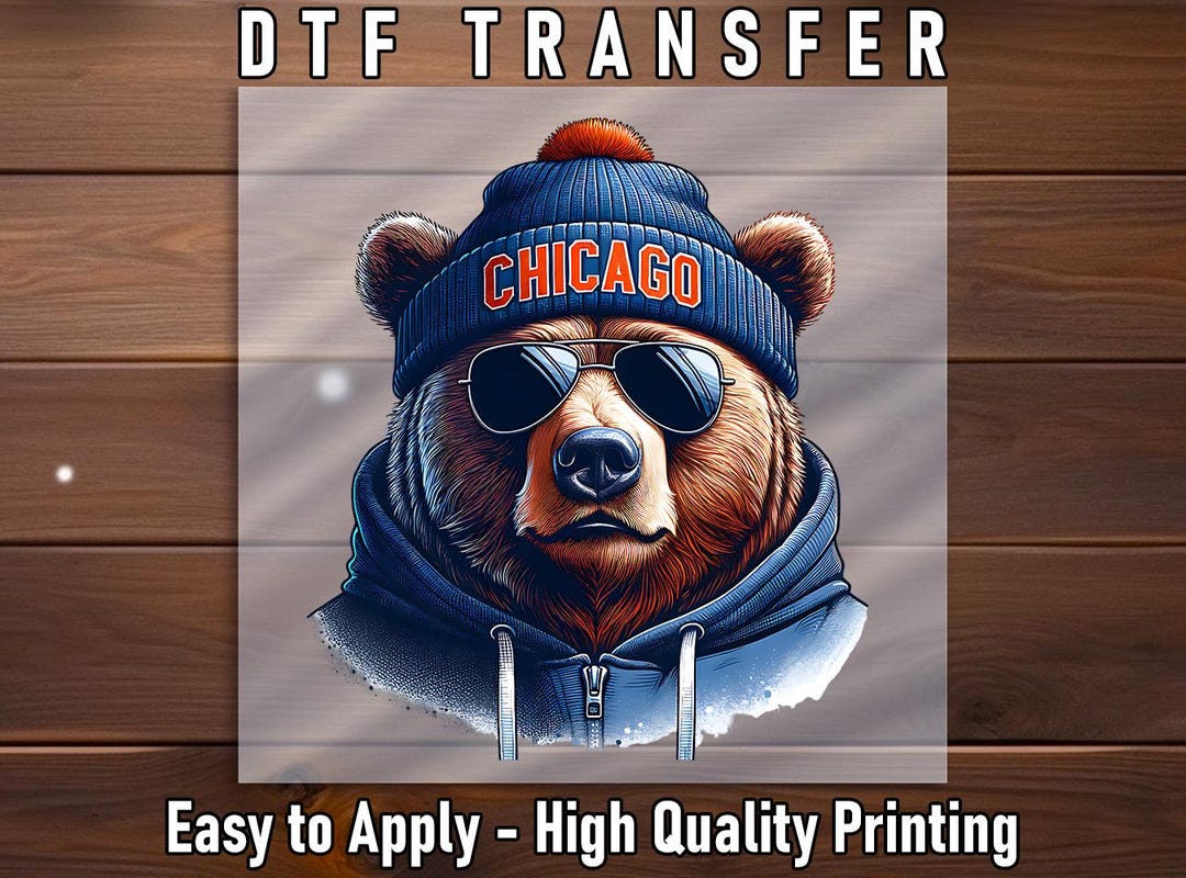 Chicago Bear DTF Transfer, Stylish Mascot Design, Ready to Press DIY ...