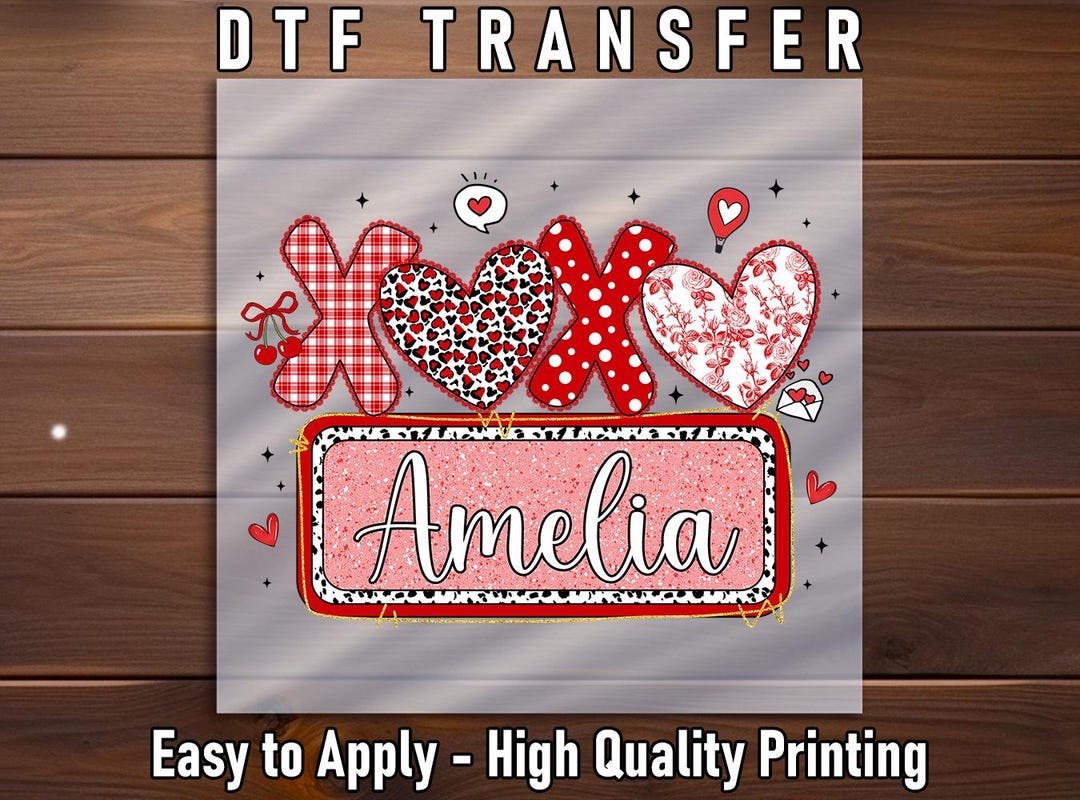 Personalized Xoxo Kid Name Valentines DTF Transfer: Custom Heart ...