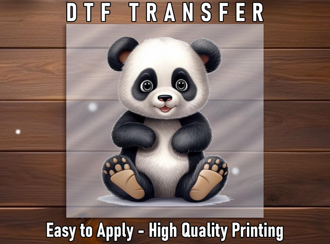 Cute Panda DTF Transfer, Adorable Black and White Bear for Kids Apparel ...