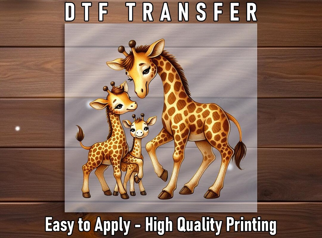 Giraffe Family DTF Transfer, Adorable Baby Giraffes With Mom, Ready to ...