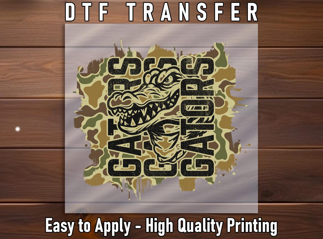 Camo Gators DTF Transfer, Custom Sports Design, Ready to Press Iron On ...
