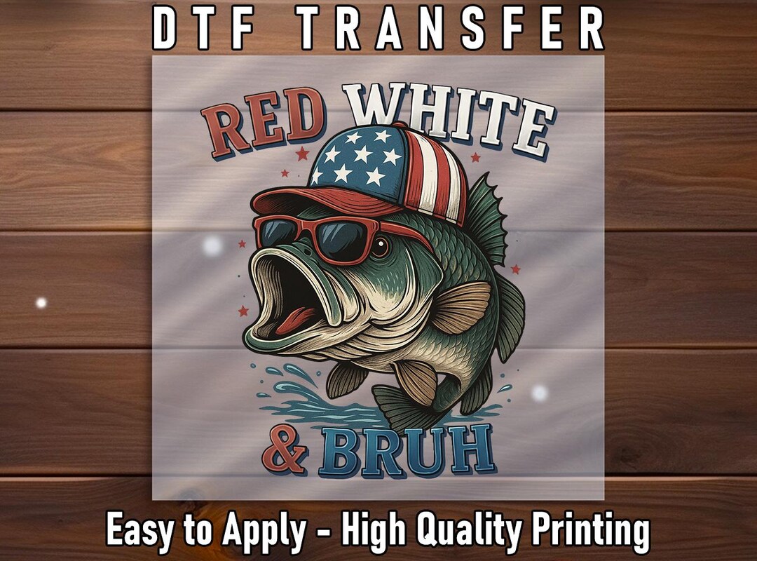 Funny Fish DTF Transfer: Red White & Bruh USA Design - Etsy