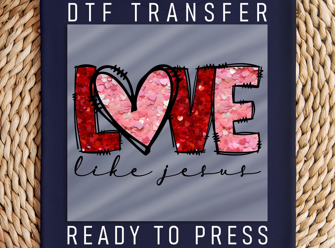 Heart Pattern LOVE DTF Transfer, Cute Valentine's Design, Ready to ...