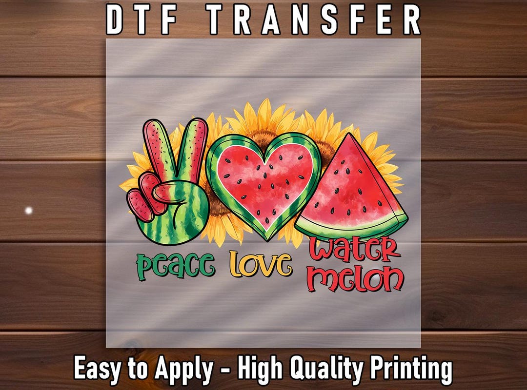 Watermelon Peace Love DTF Transfer, Summer Sunflower Design, Cute Fruit ...