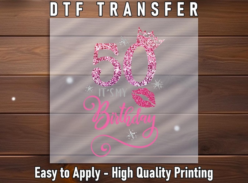 50th Birthday Sparkle DTF Transfer, Fifty Design - Etsy