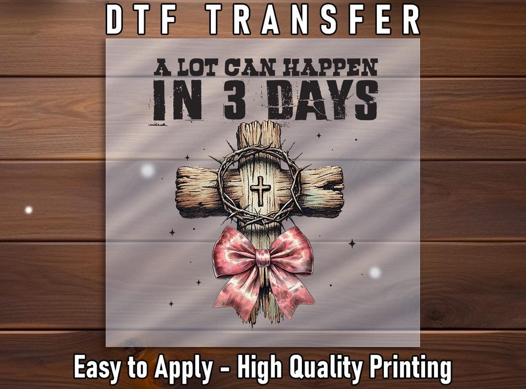 Easter Cross DTF Transfer, Crown of Thorns and Bow Design, DIY Ready to ...