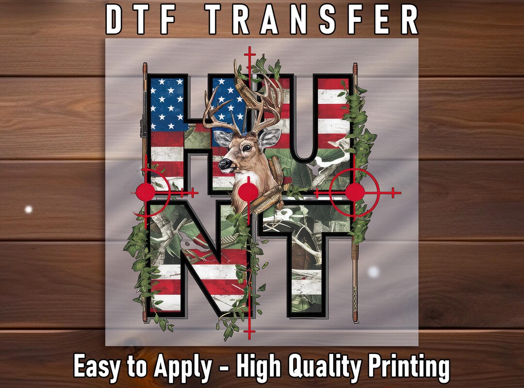 Hunt Usa Flag Design DTF Transfer, Patriotic Hunting Design With Deer ...