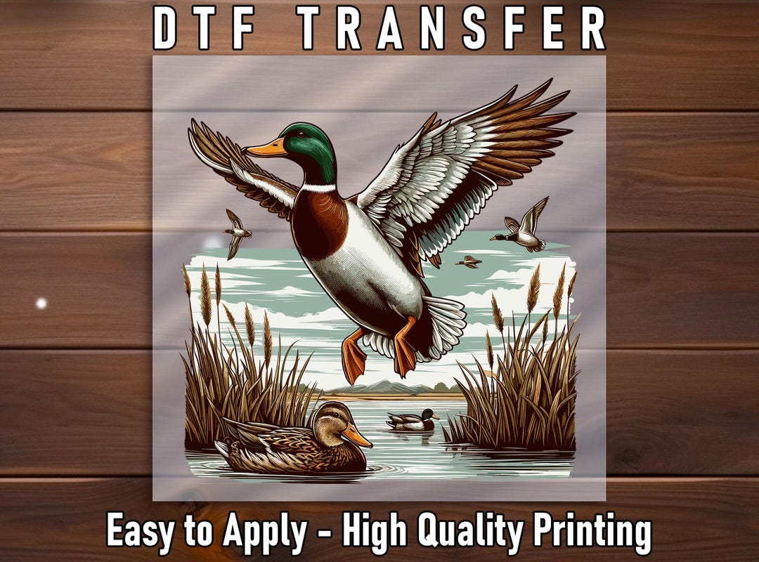 Duck Scene DTF Transfer, Flying and Floating Ducks Art, Ready to Press ...
