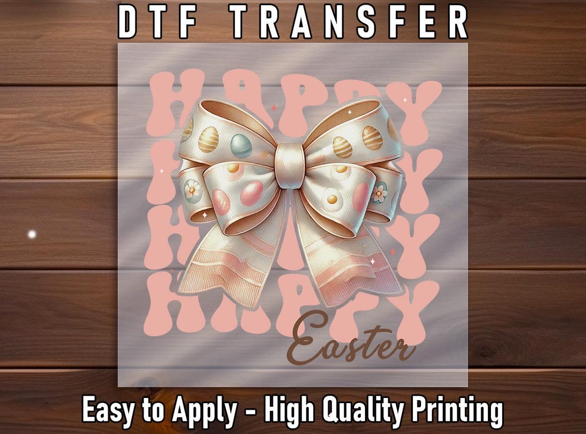 Pastel Bow DTF Transfer, Easter Eggs and Ribbon Design, DIY Ready to ...