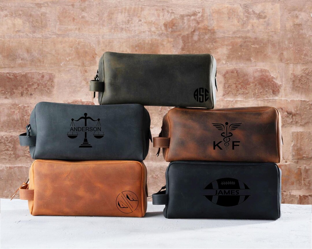 Personalized Full Grain Leather Dopp Kit - Premium Gifts for Him ...