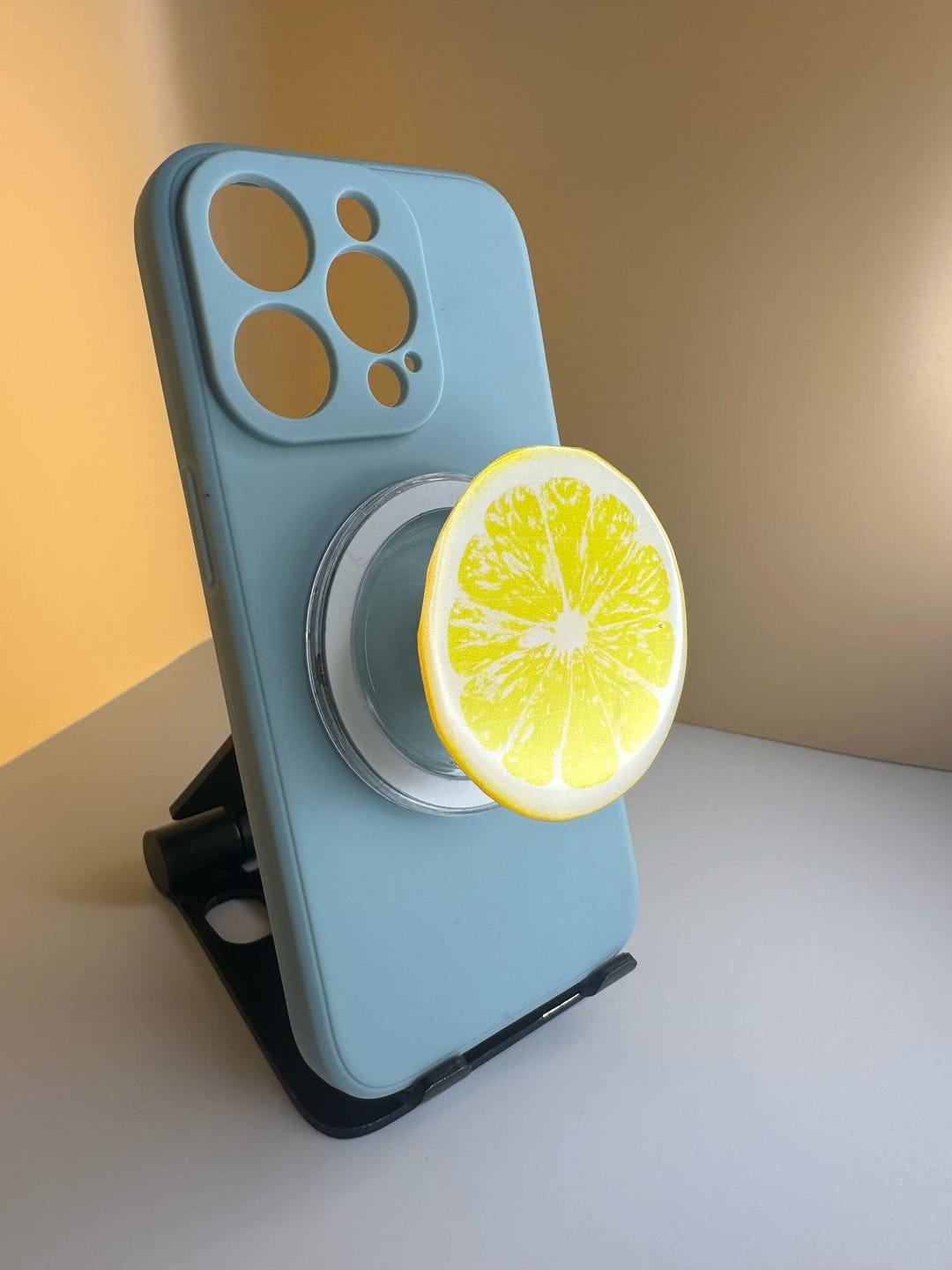 Lemon Popsocket Grip - Cute Aesthetic Phone Holder for iPhone & Android | Citrus Fruit Stand ...