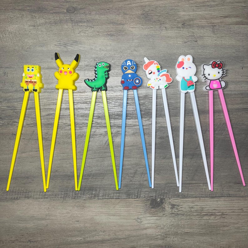 Learning Chopstick With Cartoon Character, Plastic Chopstick, Fun ...