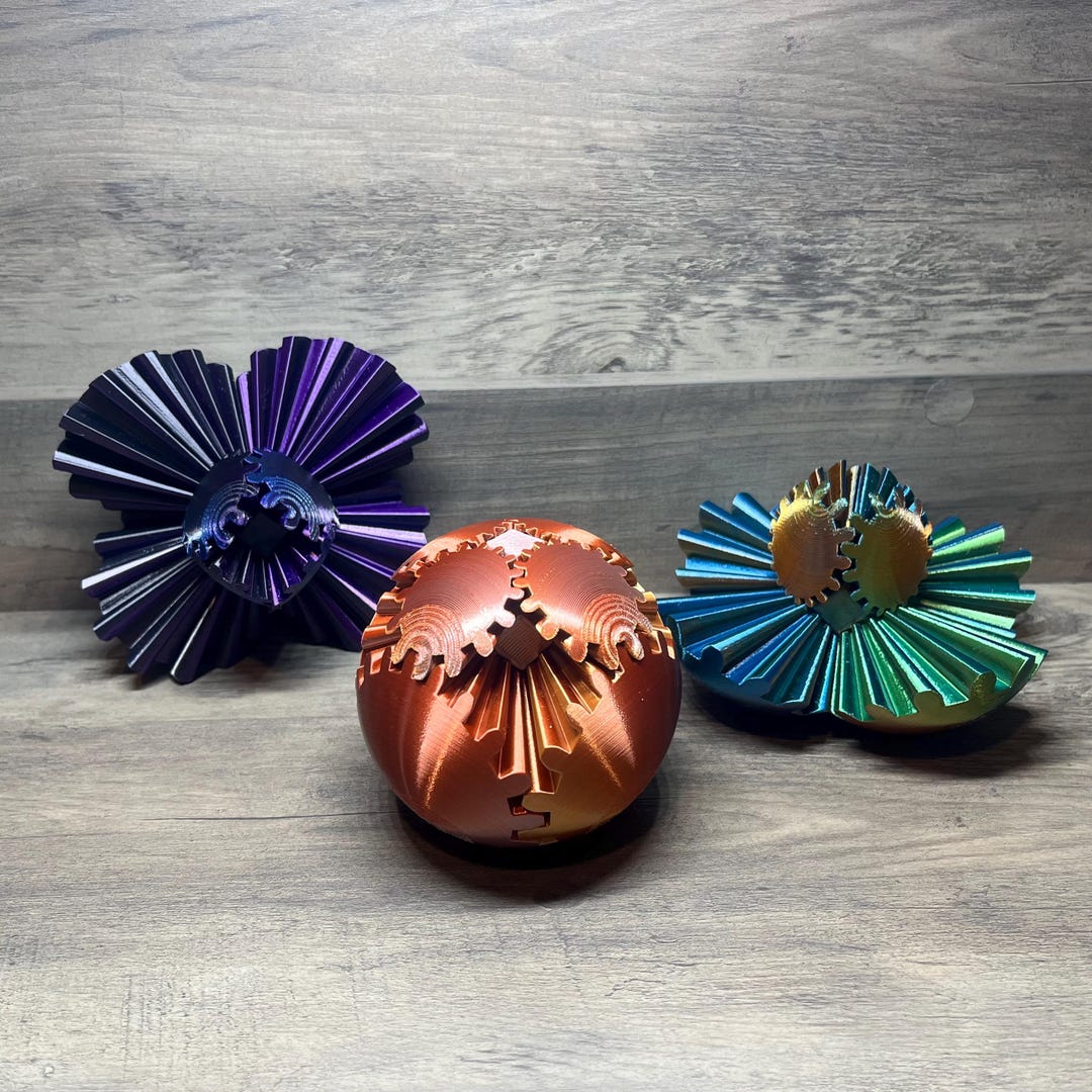 Gear Ball Fidget Toy 3D Printed - Stress Reliever, Mechanical Desk Toy ...