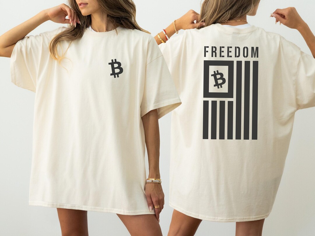 Bitcoin Shirt Unisex, Crypto Tee, Small BTC Logo, Bitcoin Flag Back ...