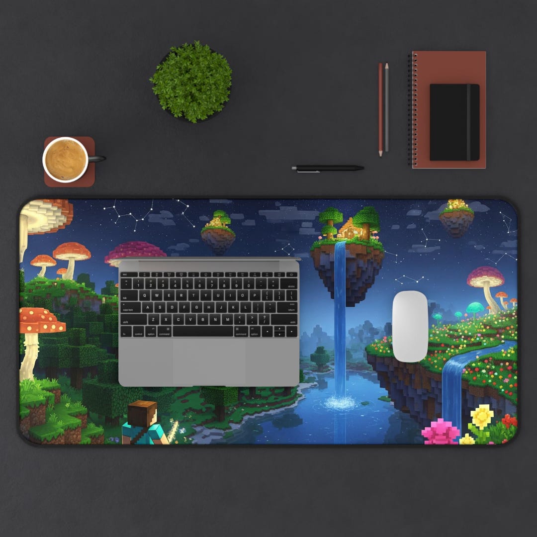 Minecraft Desk Mat Gamer's Paradise, Video Game Decor, Office Blends ...