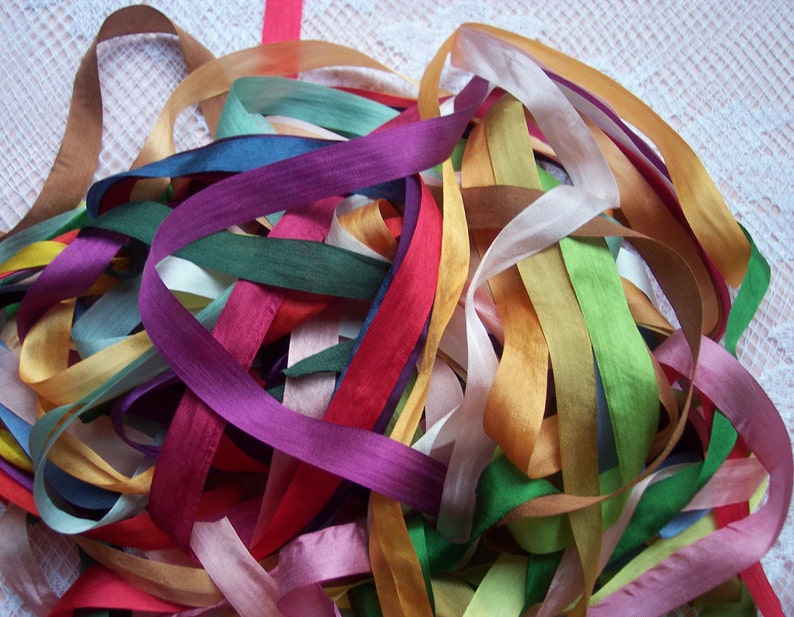 Pure Silk Ribbon 13mm 1/2 inch wide 50 yd Assortment | Etsy
