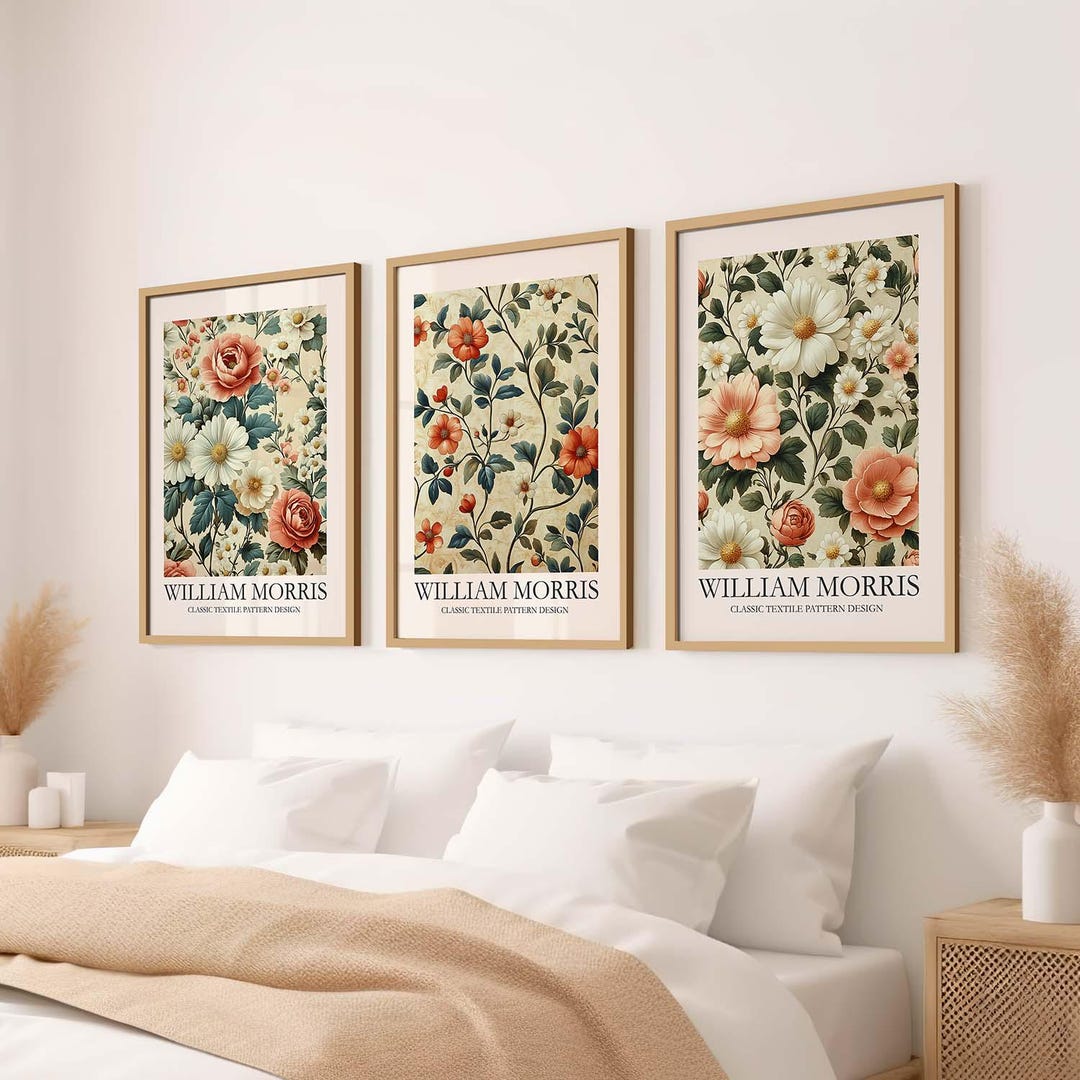 William Morris Floral Framed Poster Set Vintage Botanical Wall Art ...