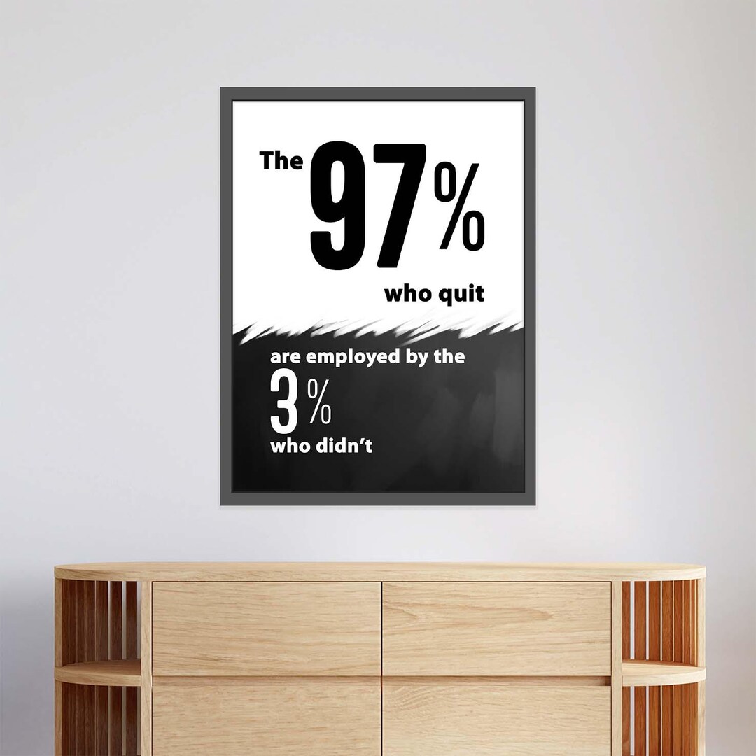 97 Percent Quit Motivational Poster Success Mindset Wall Art Hustle ...