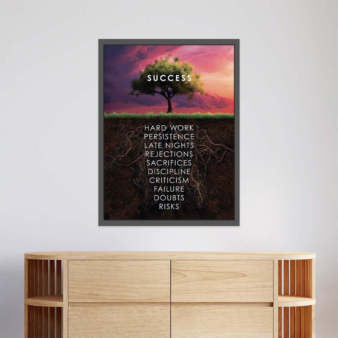Success Tree Motivational Poster Hard Work Discipline Wall Art ...