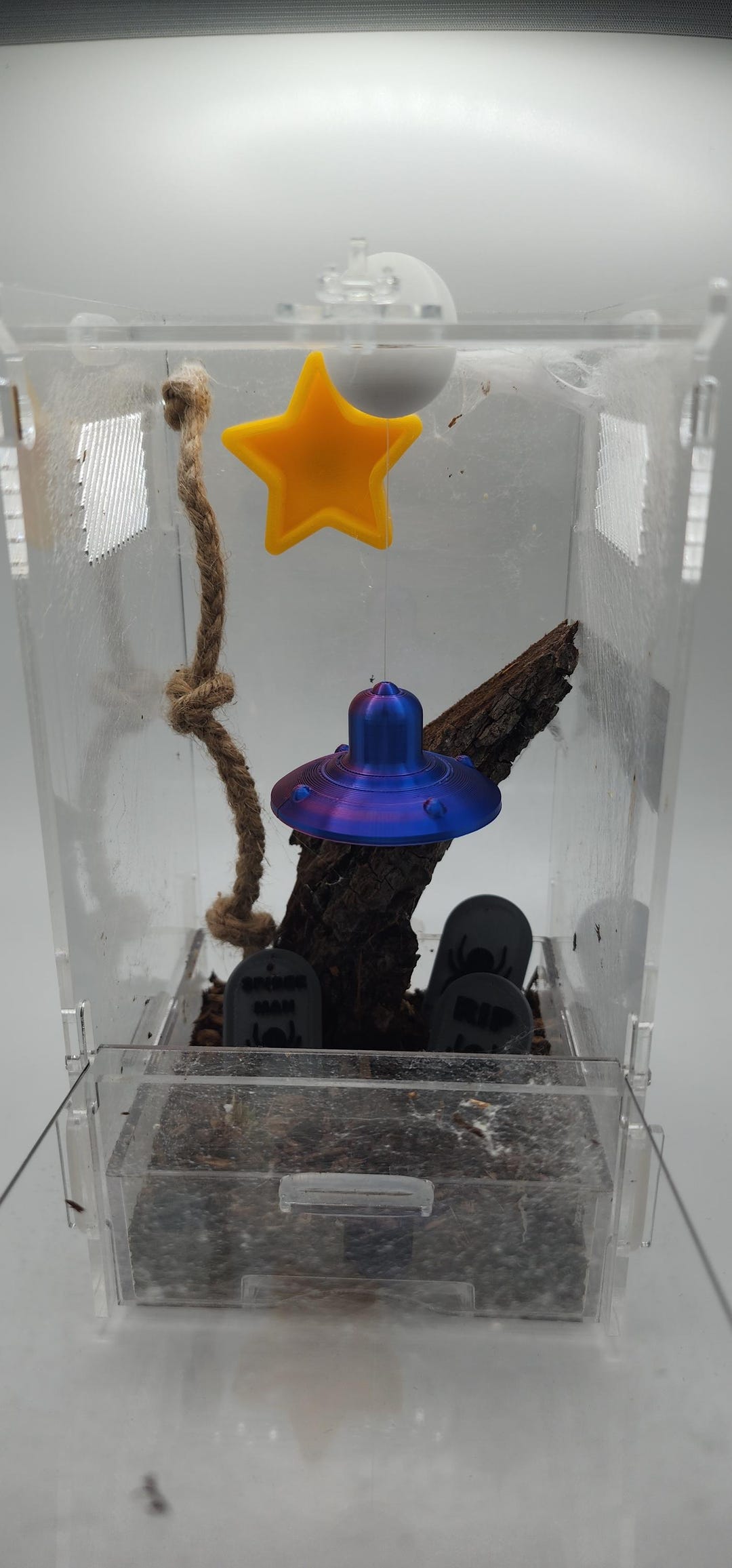 Jumping Spider Floating UFO With Moon 3d Printed for Enclosure Decor - Etsy