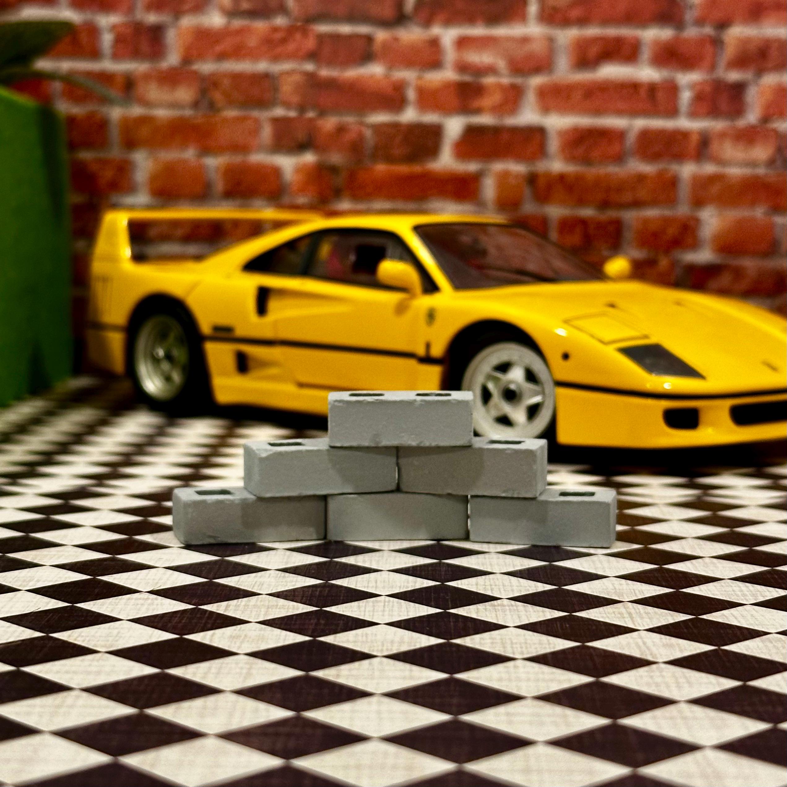 1/12 Scale 6-piece Concrete Brick Bundle Props for Miniature Diorama ...