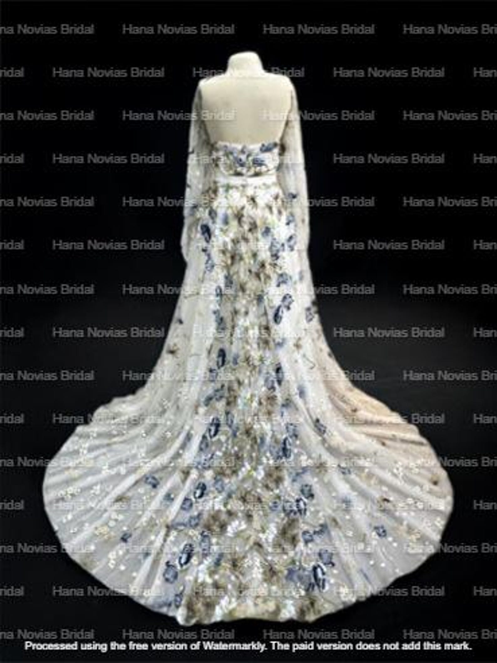 Alyssa Floral Lace Wedding Dress With Off-shoulder Sleeves, Blue ...