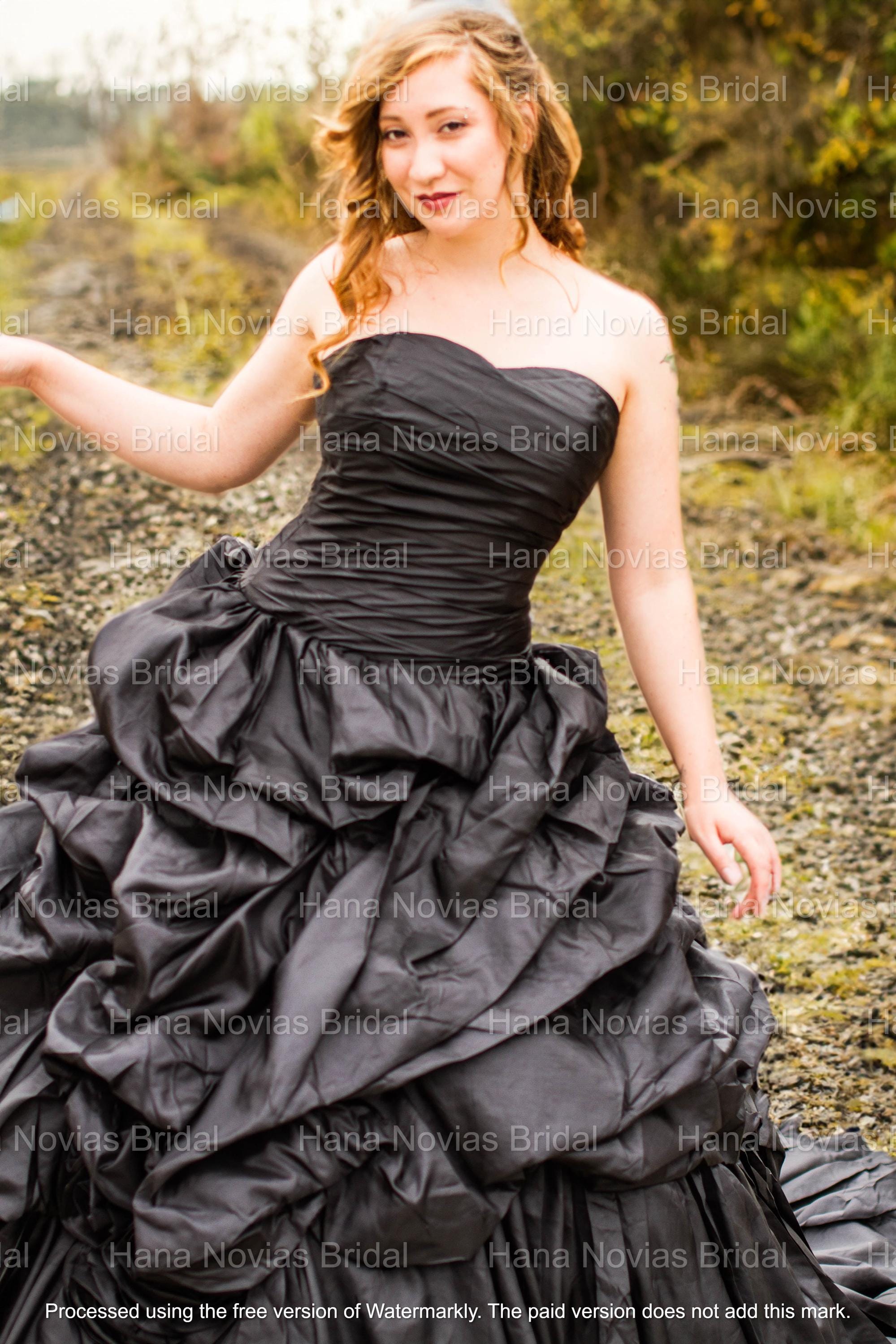 Wednesday: Bold Black Gothic Ball Gown With Dramatic Ruched Skirt ...