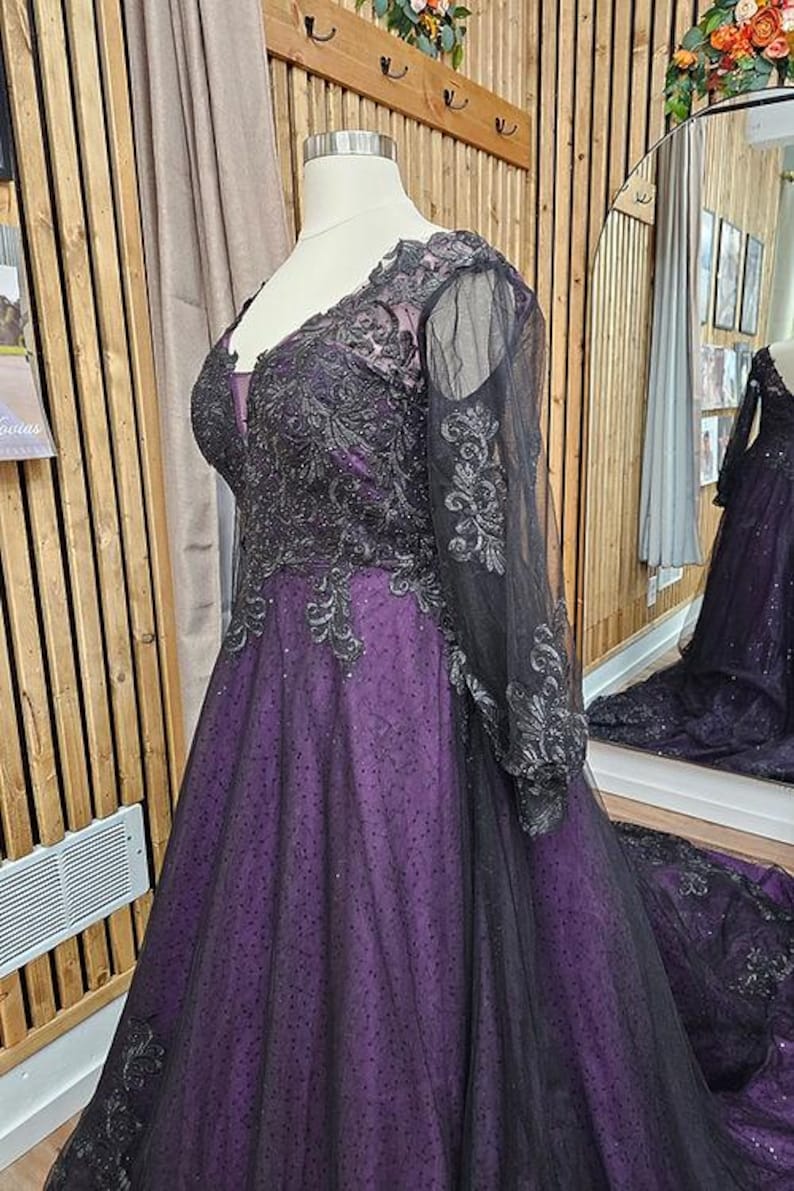 Nyah Black Purple Gothic Elegance Ball Gown Wedding Dress Bridal Gown ...