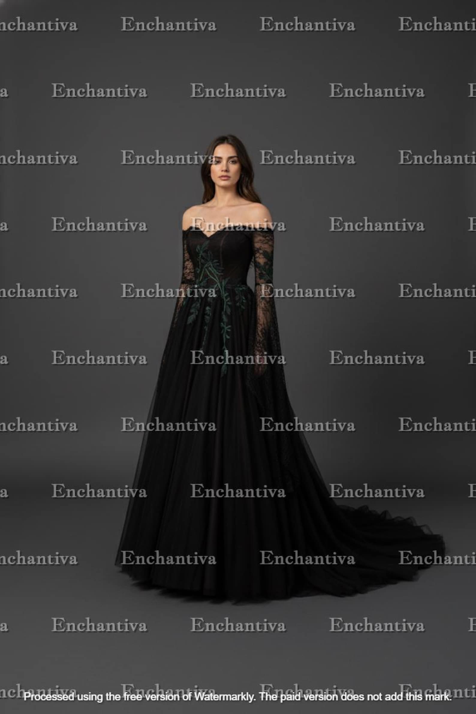 Midnight Thistle Gothic Wedding Dress | Black and Maroon Bridal Gown ...