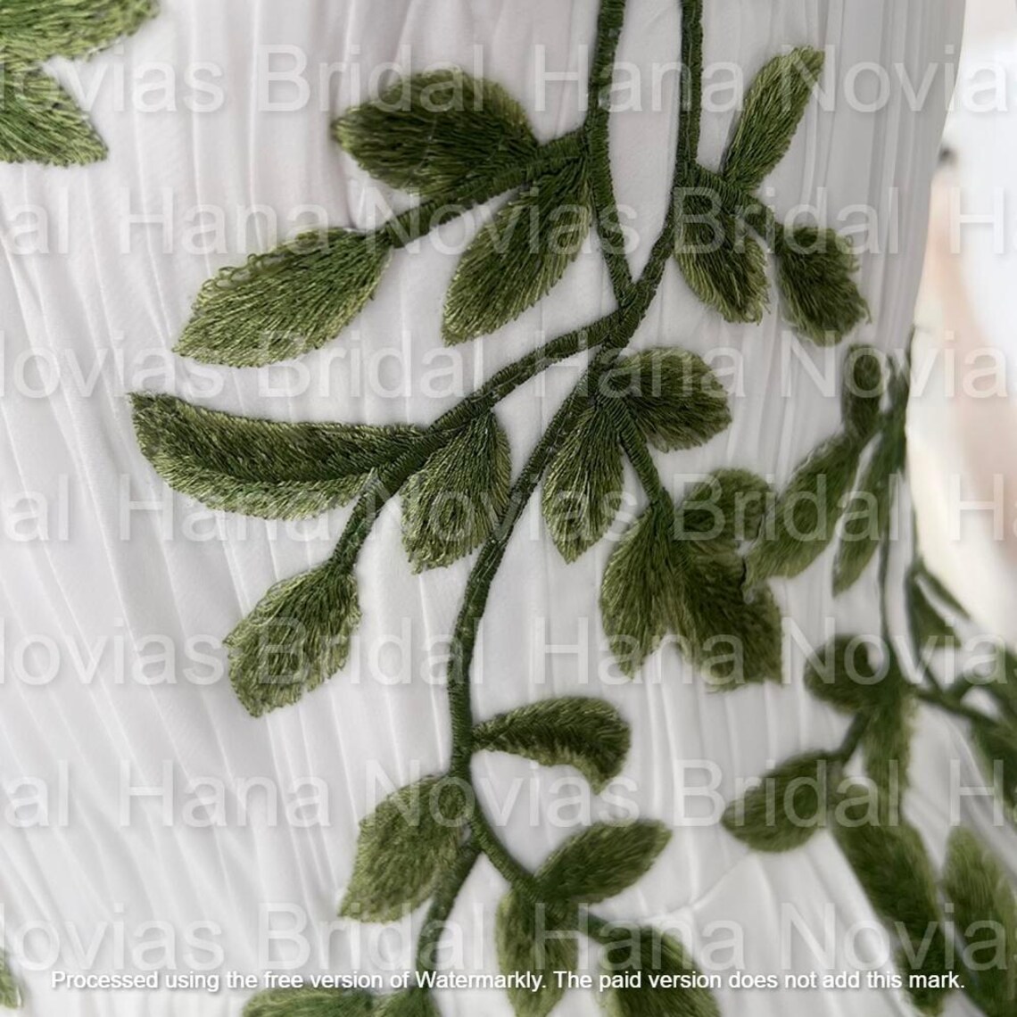 Botanical Wedding Dress With Green Vine Embroidery | Albie A-line ...