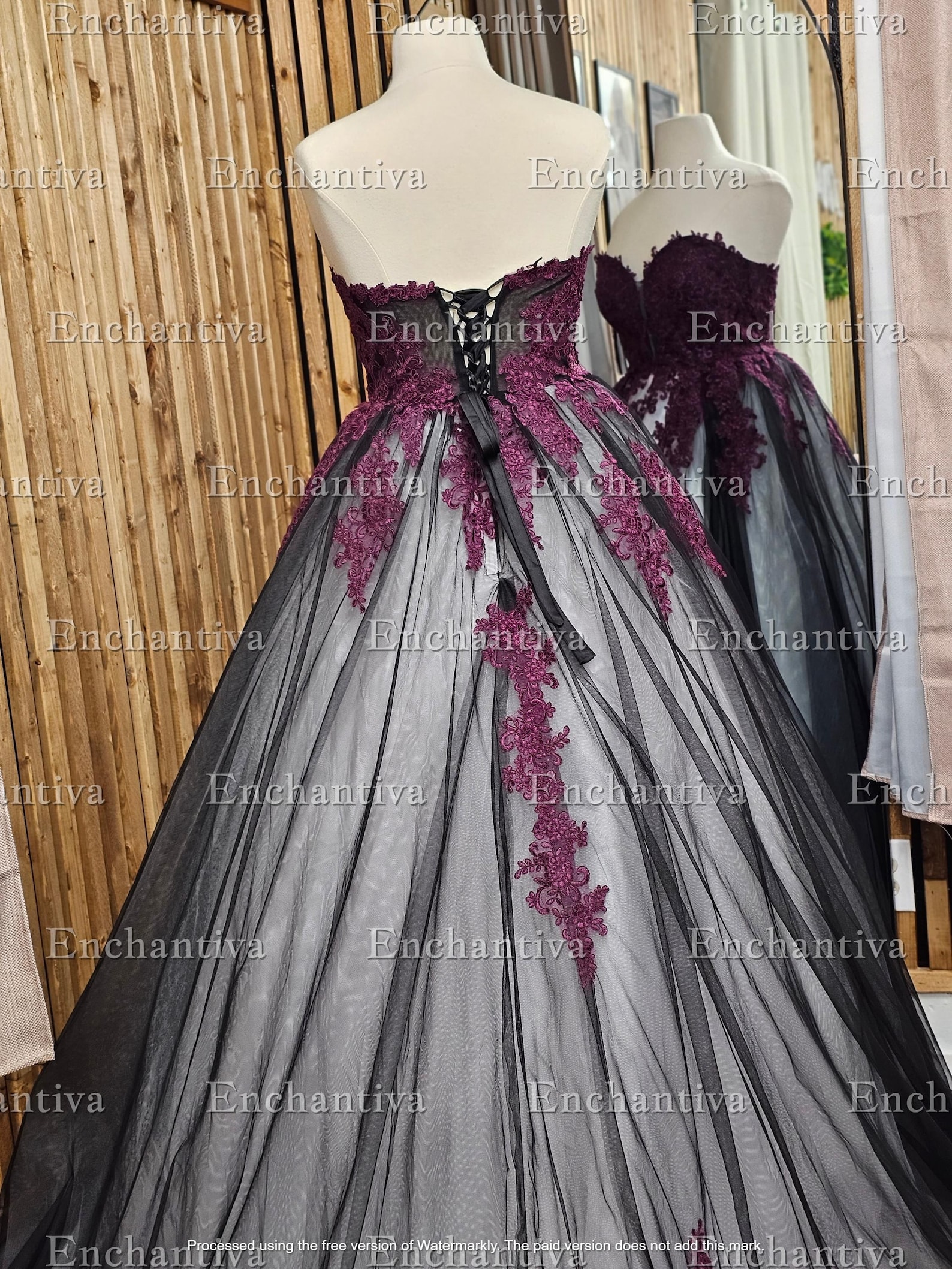 Twilight Elegance Aline Wedding Dress Bridal Gown Black White Purple ...