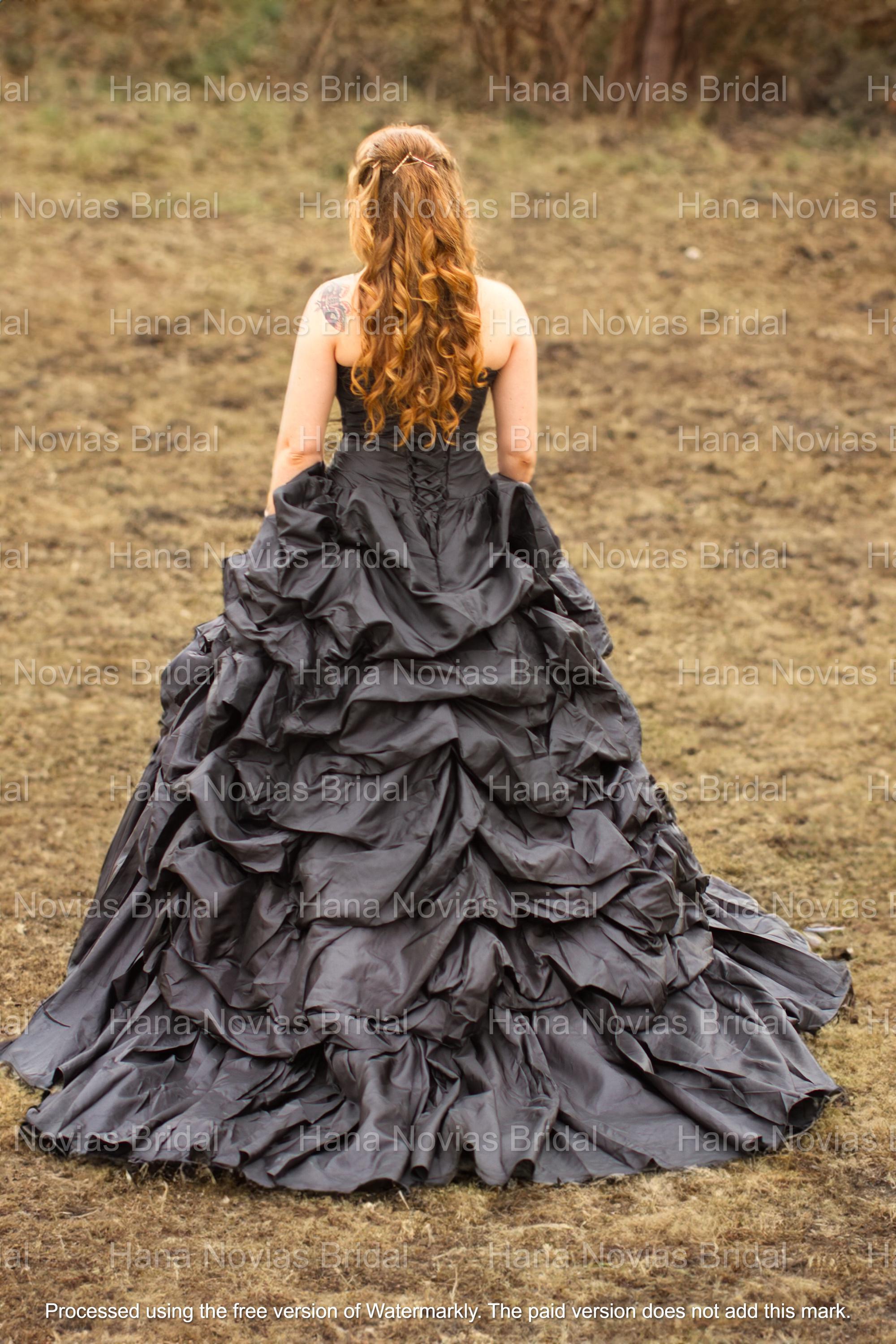 Wednesday: Bold Black Gothic Ball Gown With Dramatic Ruched Skirt ...