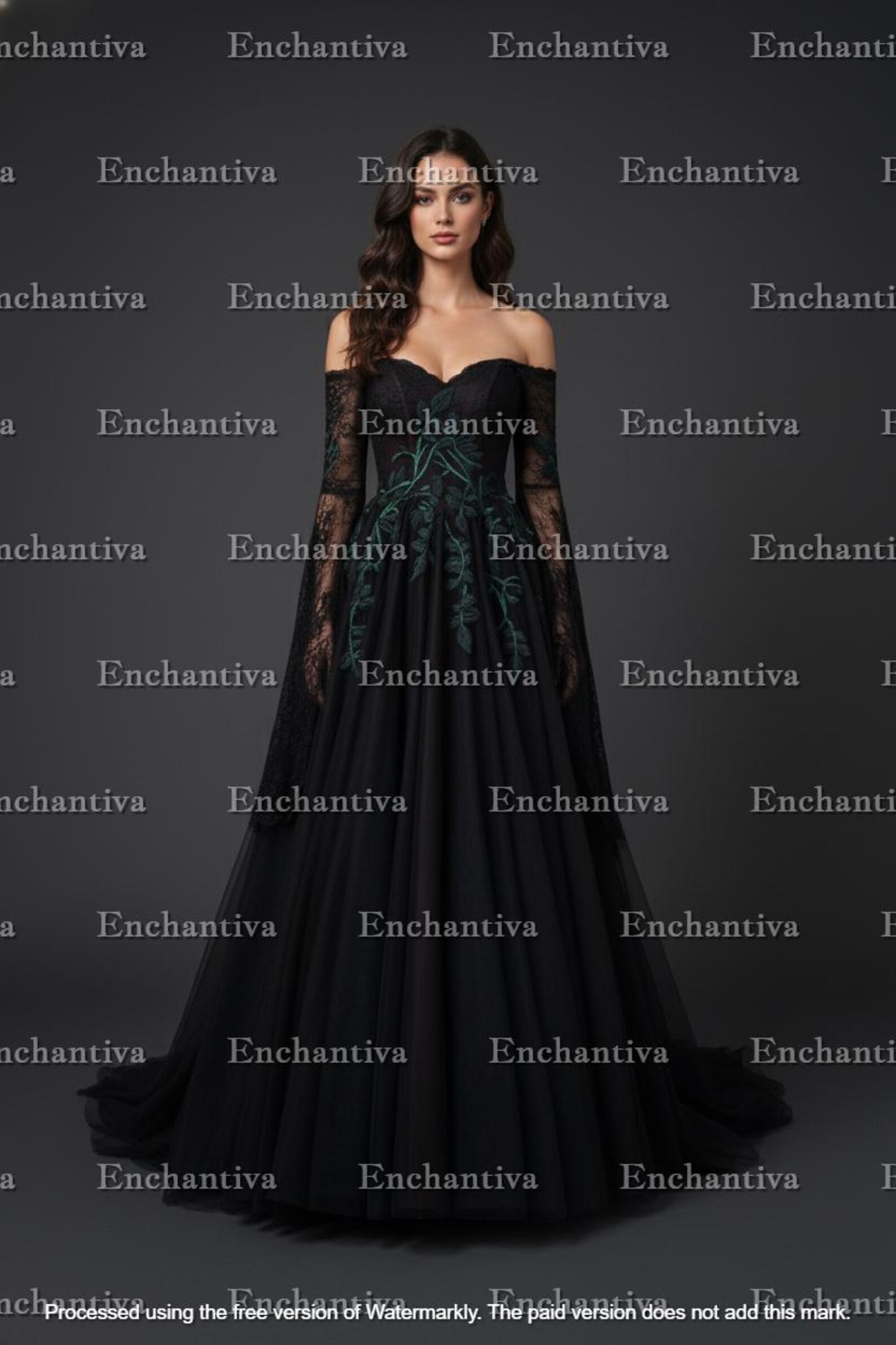 Midnight Thistle Gothic Wedding Dress | Black and Maroon Bridal Gown ...
