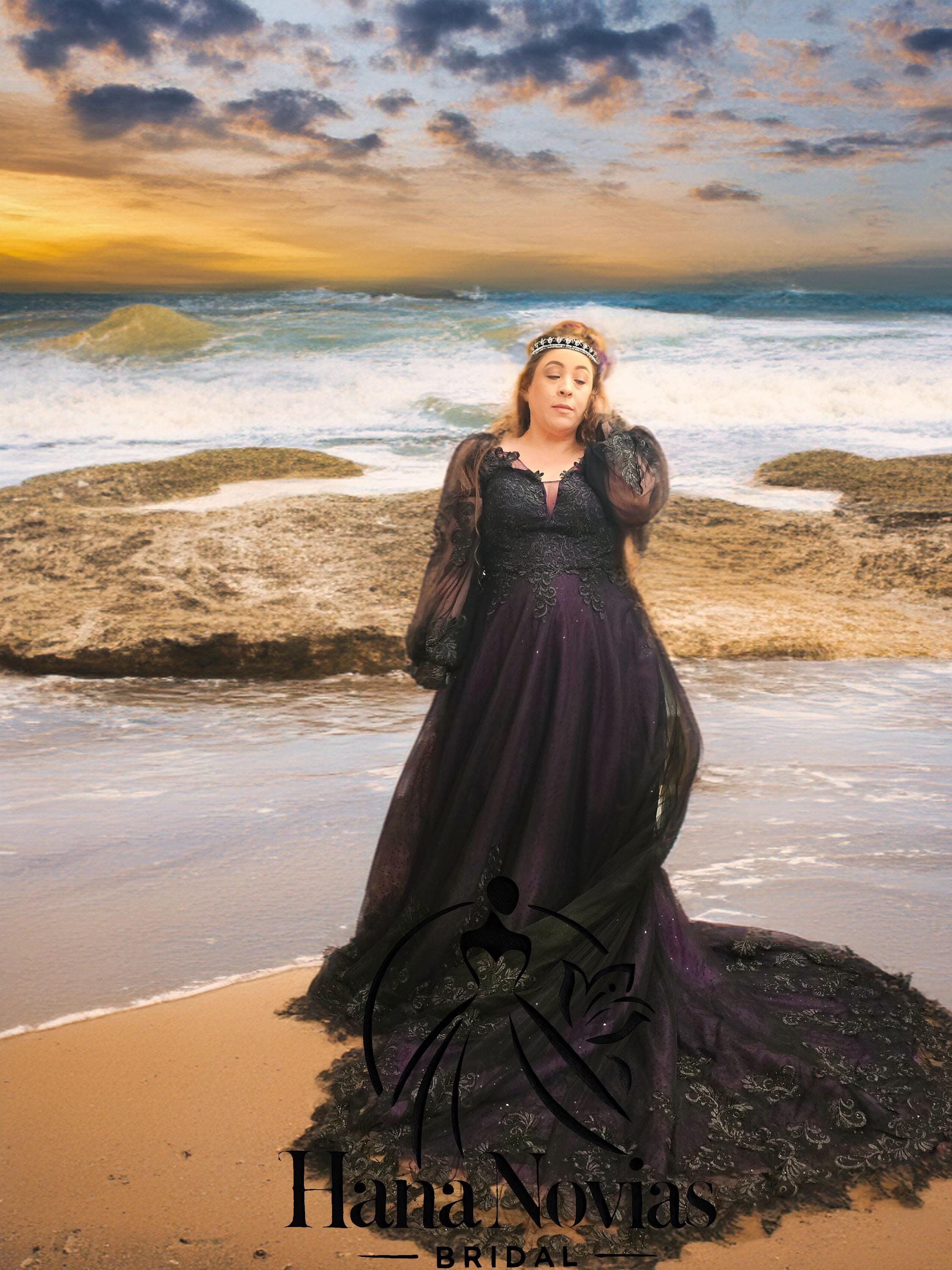 Nyah Black Purple Gothic Elegance Ball Gown Wedding Dress Bridal Gown ...