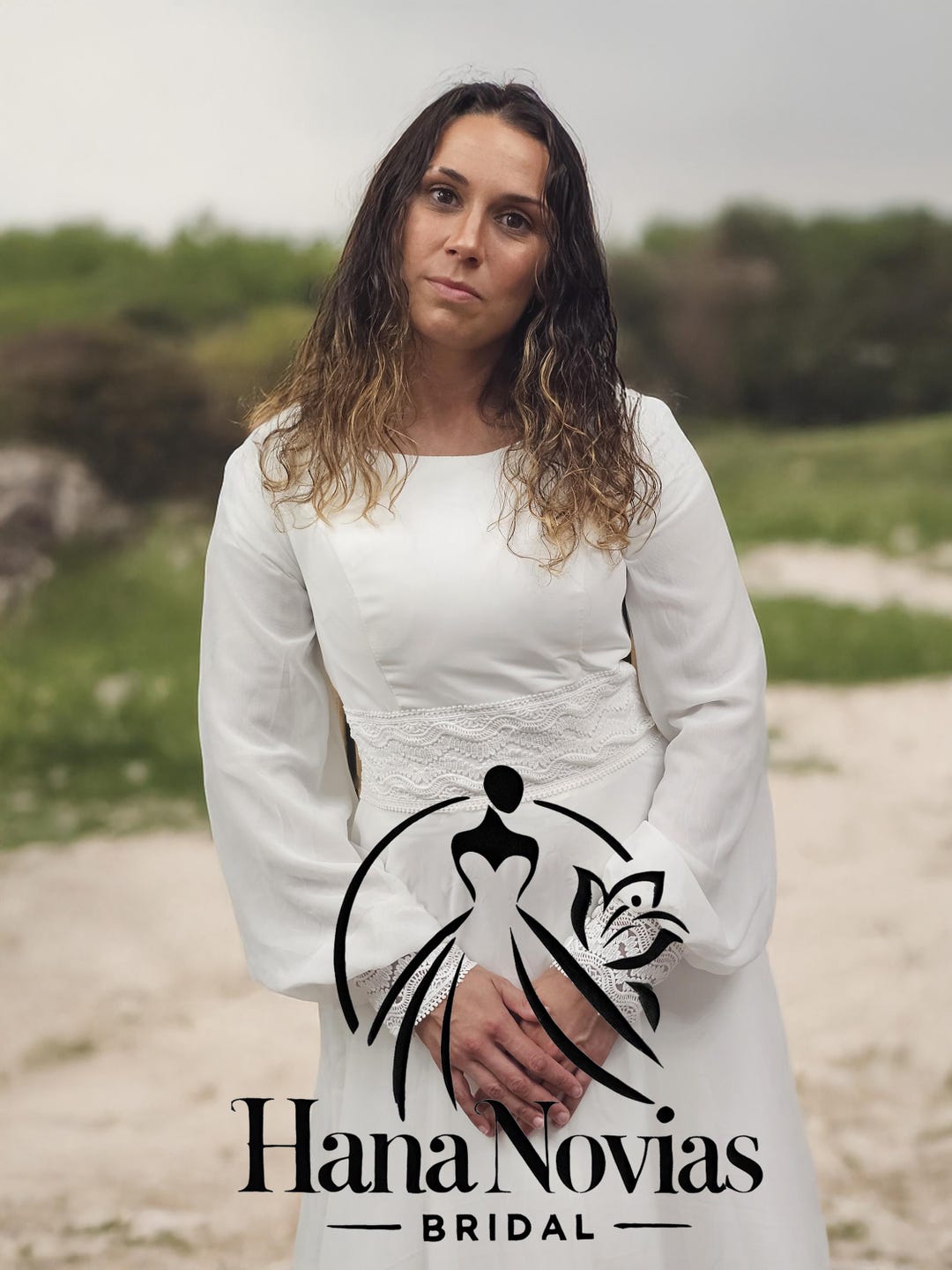 Aofie Timeless Chiffon Vintage Bishop Sleeves Modest Wedding Dress With ...